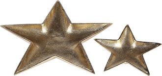Beliani Dekoschale Aluminium gold Sternform 2er Set Dekotablett Dekoration Banten