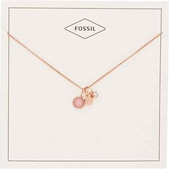 Fossil Collier Pour Femmes Personnalisation, Longueur Totale : 40 Cm + 5 Cm Chaîne DExtension Collier En Acier Inoxydable Doré Rose, JF03046791