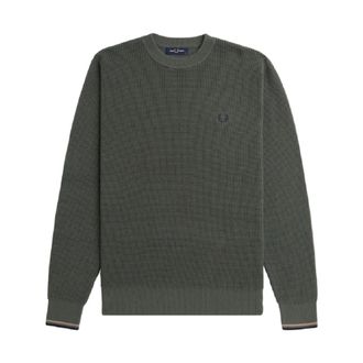 Fred Perry Homme, Pulls, Vert, Taille: XL Pull Vert Texturé en Nid dAbeille