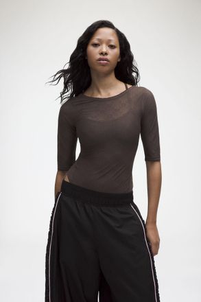 Ganni x lululemon Bodysuit aus Jacquard-Mesh - Gr&ouml;&szlig;e XL Espresso
