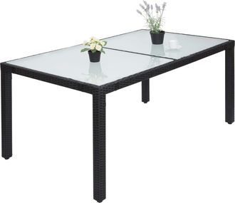 Mendler Poly-Rattan Esstisch HWC-F49, Esszimmertisch Gartentisch Tisch, 150x90cm - anthrazit