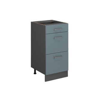 Vicco Meuble Cuisine R-Line, Bleu-Gris/Anthracite, 40 cm avec tiroirs, sans Plan de Travail