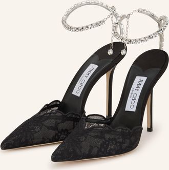 Jimmy Choo London Slingpumps Saeda 100 Mit Schmucksteinen schwarz