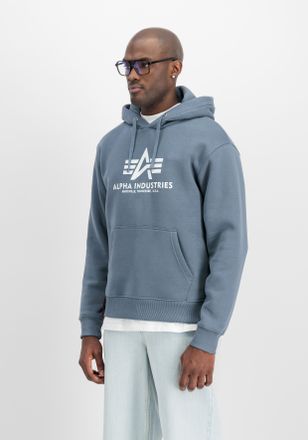 Alpha Industries Kapuzensweatshirt ALPHA INDUSTRIES Basic Hoody, Herren, Gr. M, blau (denim blau), angeraute Sweatware, Obermaterial: 80% Baumwolle, 20% Polyester, bed