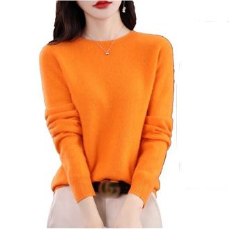 Generic Nouveaux pulls en cachemire pour femmes, manches longues, col montant, pull en laine pour lautomne et lhiver, pull en tricot doux et l&eacute;ger, Orange, XX