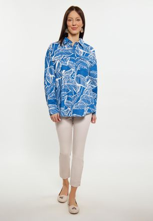 Usha Hemd Damen Blau Wollweiss