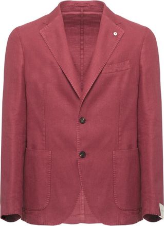 Lubiam Homme, Vestes, Rouge, Taille: L Veste en coton et lin
