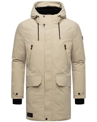 Stone Harbor Herren warmer Wintermantel lang Winterparka mit Fleece-Innenfutter, zahlreichen Taschen innen und außen und großer Kapuze Kitraan XX Sand Gr. 3XL