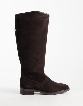 Steve Madden Vlora kniehohe Stiefel aus braunem Wildleder