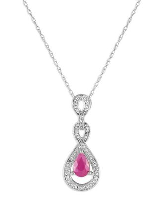 Luxury Bazaar collier PD4-16318WRU en or blanc 14ct serti de rubis et de diamants - Argent
