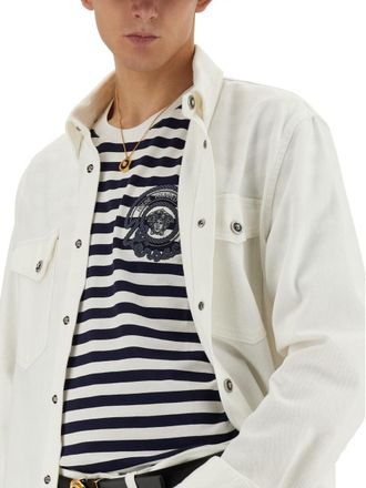 Versace Striped Cotton T-Shirt - Navy