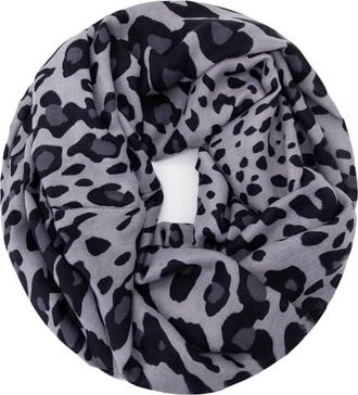 Glamexx24 Écharpe longue pour femme - Motif léopard - Écharpe tube - Pour fille - Imprimé animal, gris