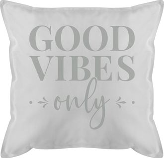 Shirtracer Kissen 50x50 - Statement mit Sprüchen - Good Vibes only Lettering - 50 x 50 cm - Weiß - kissenbezug spruch sprüche männerkissen und fuellung spruechen