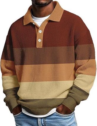 Generic Polo basique frais et respirant pour homme, coupe classique, boutonn&eacute;e, l&eacute;ger, extensible, t-shirts dext&eacute;rieur, marron, 4XL