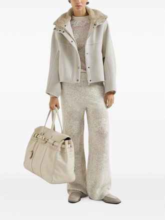 Brunello Cucinelli Mohair & Virgin Wool Blend Track Pants - Beige