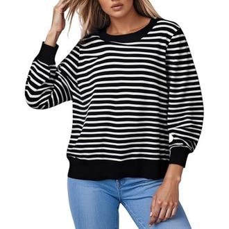 Generic Chemise en coton &agrave; manches longues pour femme - Grande taille - Confortable - &Eacute;l&eacute;gante - Ray&eacute;e - D&eacute;contract&eacute;e - &Eacute;l&eacute;gante - Chemise en flanelle pour fe