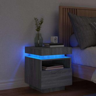 vidaXL Nachttisch mit LED-Leuchten Grau Sonoma 40x39x48,5 cm - Vidaxl