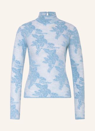 Ganni Jacquard-Pullover Mit Alpaka blau