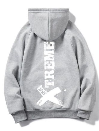 rmk Kapuzenpullover Herren Hoodie Pullover Pulli Langarmshirt Longsleeve mit Taschen Print mit Kapuze