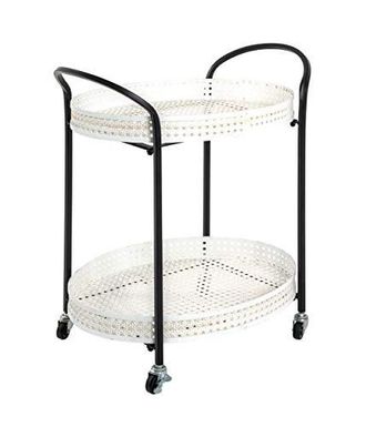 Haku Möbel Servierwagen Creme, schwarz, Metall - Maße: B 60 cm x H 70 cm x T 40 cm, Style: Art Deco