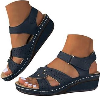 Generic Sandales orthop&eacute;diques larges pour femme, chaussures d&eacute;t&eacute; antid&eacute;rapantes pour lext&eacute;rieur, chaussures de plage compens&eacute;es &agrave; bout large et sangle de che