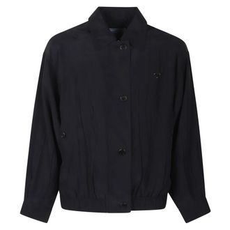 Prada Washed Silk Jacket - - Jackets - Damen - Blau - M