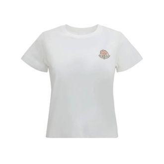 Moncler Femme, Tops, Blanc, Taille: 36 FR Logo Cotton T-Shirt