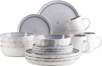 M&auml;ser Serie Elea, 16-tlg. Kombiservice f&uuml;r 4 Personen im Vintage-Look, flieder, Steinzeug