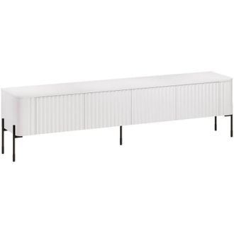Dmora Brembana TV-St&auml;nder, Wohnzimmer-Sideboard mit vier Fl&uuml;gelt&uuml;ren, vom Boden abgehoben, 190x40 h50 cm, wei&szlig;