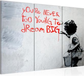 Runa Art Wandbilder Dream Big Bild XXL Loft Wohnzimmer Schwarz Weiss Street Art 120 x 80 cm 3 Teilig 040631b