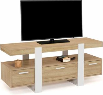 IDMarket Idmarket - Meuble tv 116 cm phoenix avec tiroirs bois et blanc