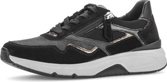 Gabor Damen Low-Top Sneaker, Frauen Sneaker,Glamour,Style,Stil,trendy,hochwertig,Wellness,schick,verspielt,chic,dk-Grey/schw/Bronc,44 EU / 9.5 UK