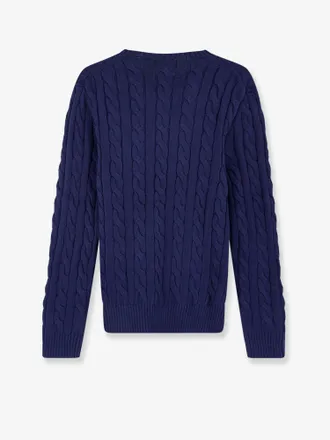 Polo Ralph Lauren Mens Sweater Cable-Knit Cotton Blue