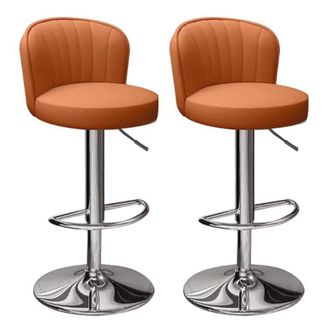 Generic Barhocker-Set (2Er-Set) mit Verstellbarer H&ouml;he, R&uuml;ckenlehne und Fu&szlig;st&uuml;tze - Gepolsterte Sitze, Robustes, Schwarz-Silbernes Metallgestell