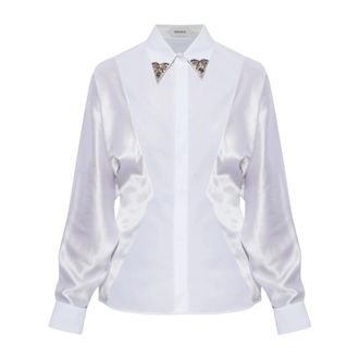 Versace Hemd aus kombinierten Stoffen - - Blouses & Shirts - Damen - Wei&szlig; - XS
