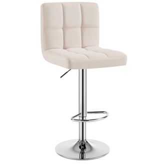 Woltu 1 x Barhocker Barstuhl Tresenhocker Stuhl drehbar und höhenverstellbar Tresen Hocker Leinen Cremeweiß BH32cm-1
