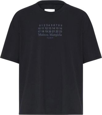 Maison Margiela Femme, Tops, Noir, Taille: 40 FR Numeric Logo T-Shirt