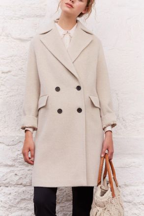Gerard Darel Sandy - Manteau crois&eacute; en alpaga m&eacute;lang&eacute; - Ecru