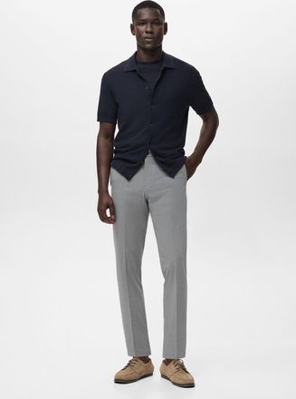 Mango Cropped Slim Fit Bologna Hose hellgrau meliert - Herren - 38 - MANGO MAN