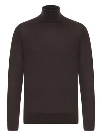 Ermenegildo Zegna pull &agrave; col roul&eacute; - Marron