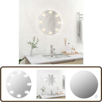 vidaXL Vidaxl - Wandspiegel mit LED-Beleuchtung Rund Glas - LED-Spiegel - Wandspiegel - Badezimmerspiegel - Schreibtischlampe - Make-up-Spiegel