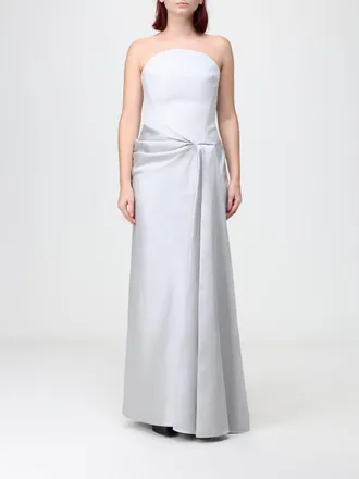 Solace London Robe de soir&eacute;e longue en satin &agrave; &eacute;paules d&eacute;nud&eacute;es et taille drap&eacute;e