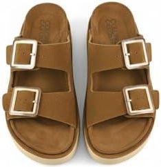 Colors Of California Sandales Plateforme Femme en Daim Tan - Boutons Transparent Semelle EVA Confortable, Style Estival &Eacute;l&eacute;gant (Syst&egrave;me Taille Chaussures EU, Adulte, Femm