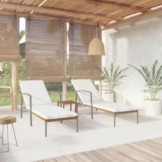 vidaXL Vidaxl - Chaises longues 2 pcs avec table R&eacute;sine tress&eacute;e Marron