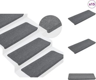 vidaXL Stufenmatten Selbstklebend 15 Stk. 65x24,5x3,5 cm Grau - Treppenmatten - Stufenmatte - Treppenschutz - Rutschfest - Teppich