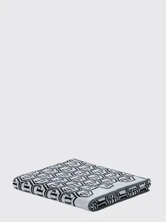 Philipp Plein Strandtuch aus Baumwollfrottee mit Hexagon-Monogramm-Jacquard