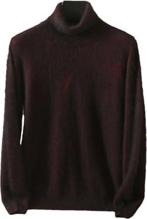 Generic Pull à col roulé pour homme 100 % cachemire de vison Grande taille Pull en tricot ample chaud, Sable rouge., L