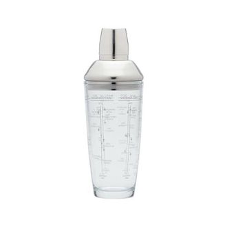 Bar Craft BarCraft Shaker à Cocktails en Verre avec Recettes Graduées Imprimées, 700 ML