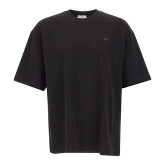 Lacoste T-shirt ample en jersey de coton &eacute;pais - Homme - Tops - Noir - Taille: XL