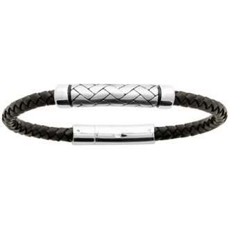 Brillaxis Bracelet cuir noir acier